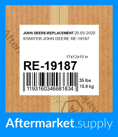 RE-19187 - STARTER JOHN DEERE RE-19187 fits JOHN DEERE-REPLACEMENT ...