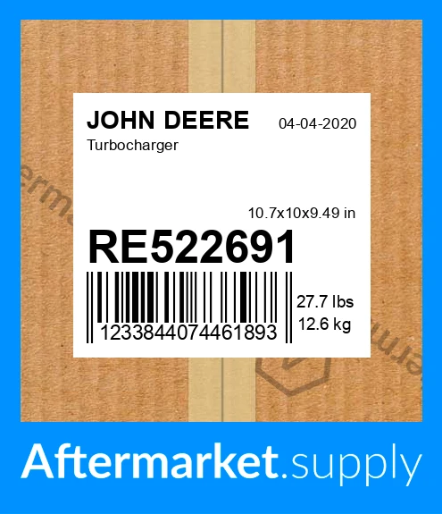 RE522691 - Turbocharger fits JOHN DEERE | Price: $488.50 to $532.00