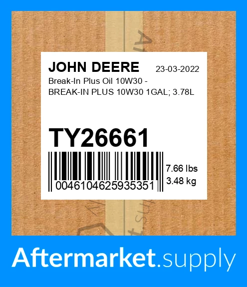 ty26661 - Break-In Plus Oil 10W30 - BREAK-IN PLUS 10W30 1GAL; 3.78L ...