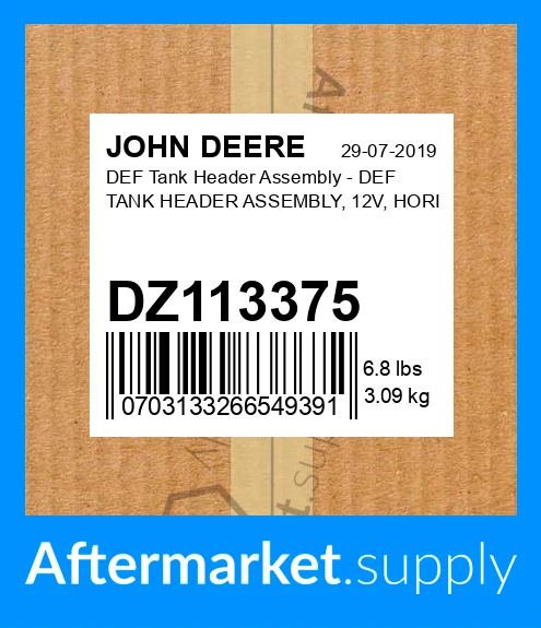dz113375 - DEF Tank Header Assembly - DEF TANK HEADER ASSEMBLY, 12V ...