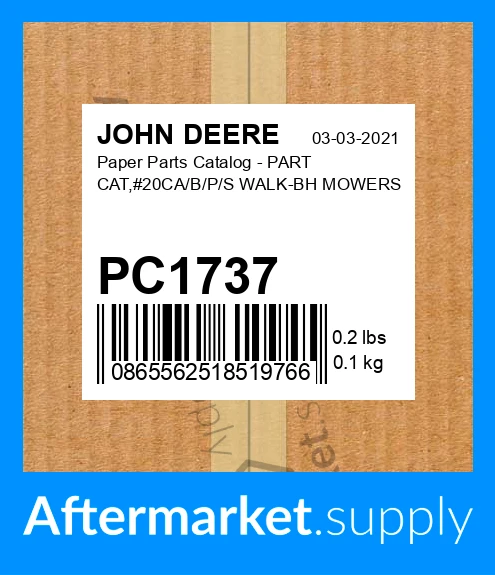 pc1737 - Paper Parts Catalog - PART CAT,#20CA/B/P/S WALK-BH MOWERS fits ...