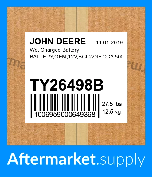 ty26498b - Wet Charged Battery - BATTERY,OEM,12V,BCI 22NF,CCA 500 fits ...