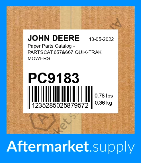 PC9183 - Paper Parts Catalog - PARTSCAT,657&667 QUIK-TRAK MOWERS fits ...