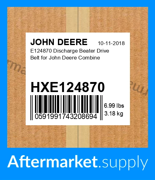 HXE124870 - E124870 Discharge Beater Drive Belt for John Deere Combine ...