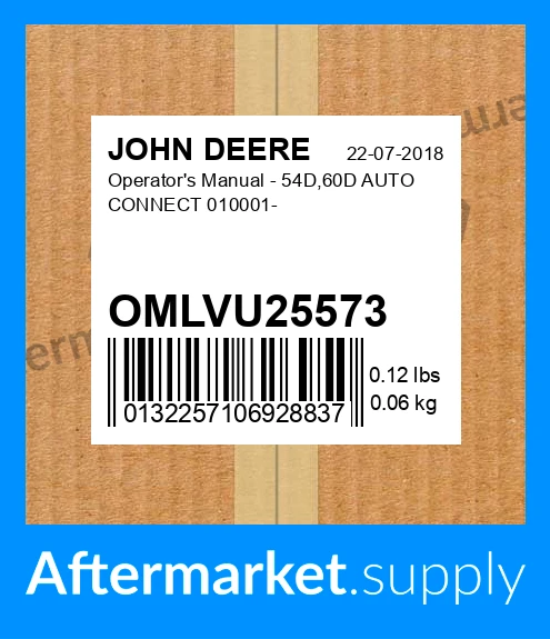 omlvu25573 - Operator's Manual - 54D,60D AUTO CONNECT 010001- fits JOHN ...