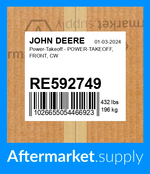 re592749 - Power-Takeoff - POWER-TAKEOFF, FRONT, CW fits JOHN DEERE