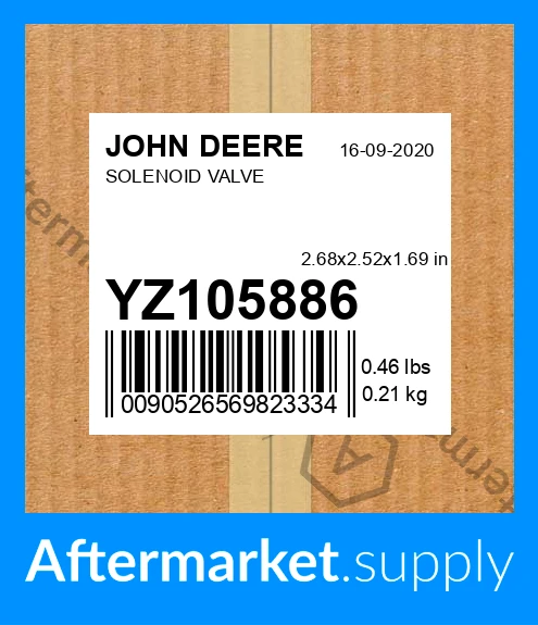 YZ105886 - Solenoid Valve fits JOHN DEERE | Price: $93.10 to $123.27