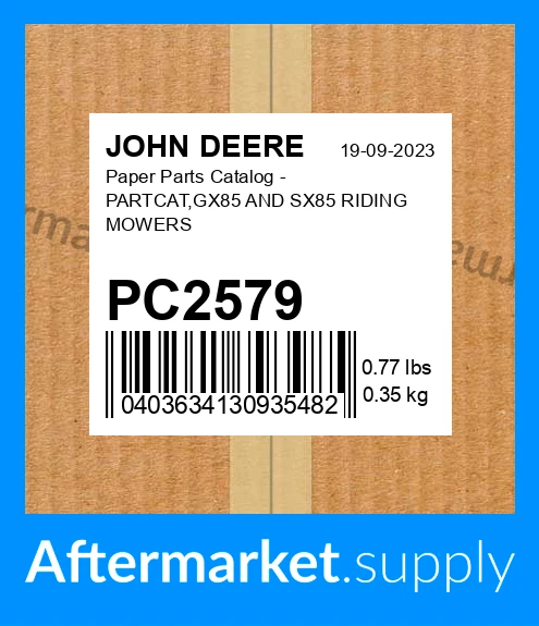 pc2579 - Paper Parts Catalog - PARTCAT,GX85 AND SX85 RIDING MOWERS fits ...
