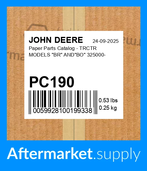 pc190 - Paper Parts Catalog - TRCTR MODELS "BR" AND"BO" 325000- fits ...