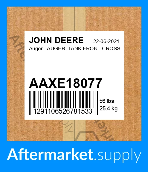 aaxe18077 - Auger - AUGER, TANK FRONT CROSS fits JOHN DEERE