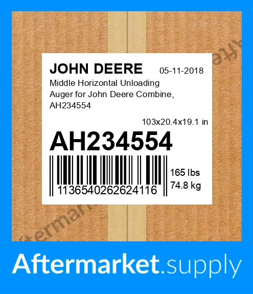 AH234554 - Middle Horizontal Unloading Auger for John Deere Combine ...