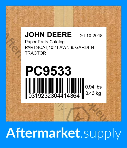 pc9533 - Paper Parts Catalog - PARTSCAT,102 LAWN & GARDEN TRACTOR fits ...