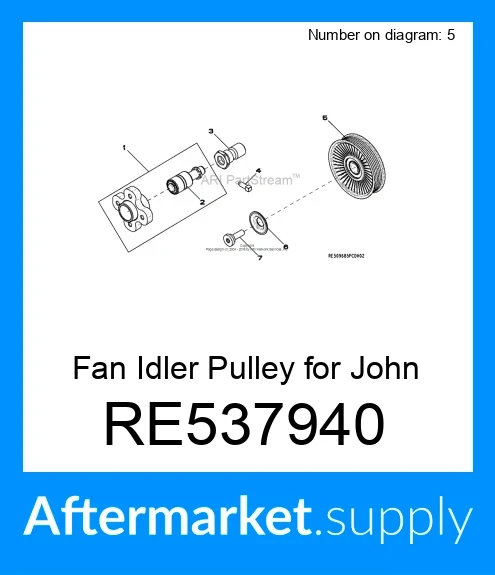 RE537940 - Fan Idler Pulley for John Deere Tractor, (AL63351, VPJ2912 ...
