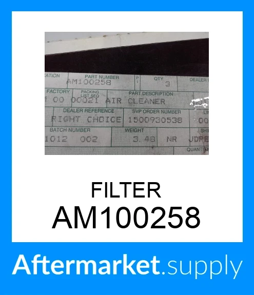 AM100258 - FILTER fits JOHN DEERE | Price: $34.49 to $89.99