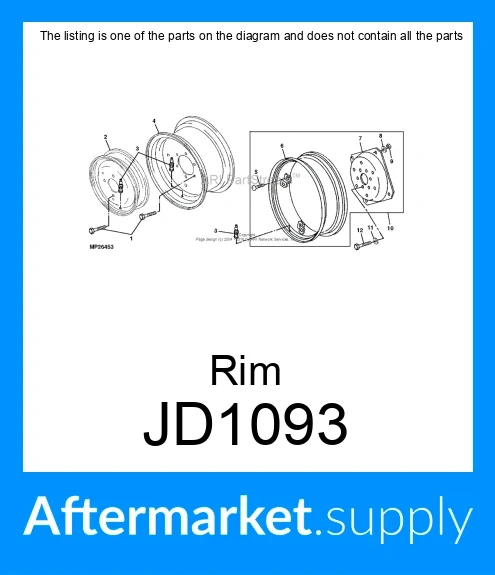 JD1093 - Rim fits JOHN DEERE
