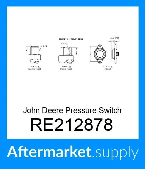 RE212878 - SWITCH fits JOHN DEERE | Price: $41.48 to $180.99