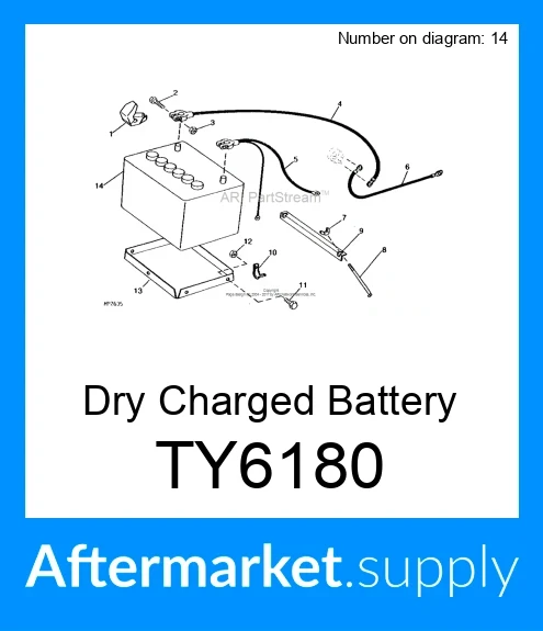 ty6180 - Dry Charged Battery fits JOHN DEERE