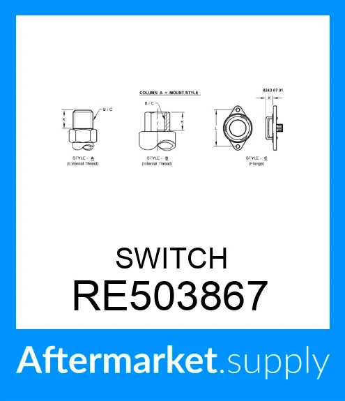 RE503867 - SWITCH fits JOHN DEERE | Price: $60.00 to $99.00
