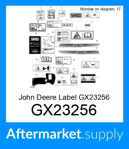 gx23256 - Label fits JOHN DEERE