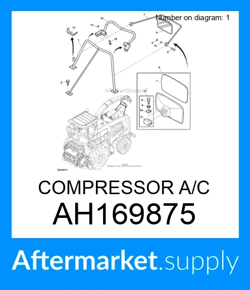AH169875 - COMPRESSOR A/C (TY6784, RE46609, RE52454, NTY6764) fits JOHN ...
