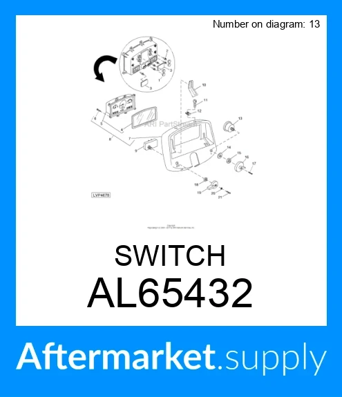 AL65432 - SWITCH fits JOHN DEERE | Price: $68.95 to $99.01