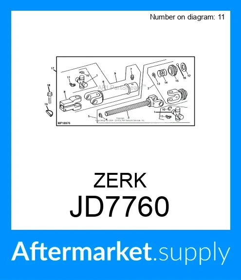 JD7760 - ZERK fits JOHN DEERE | Price: $1.24 to $7.75