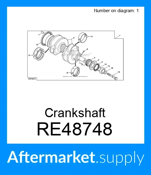 RE48748 - Crankshaft (RE65224, RE20585, AT18030) fits JOHN DEERE ...