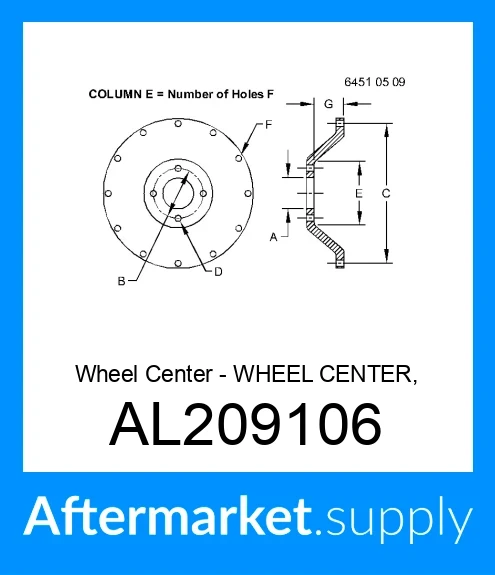AL209106 - Wheel Center - WHEEL CENTER, DISC/ 275 BCD/ 787 PD fits JOHN ...