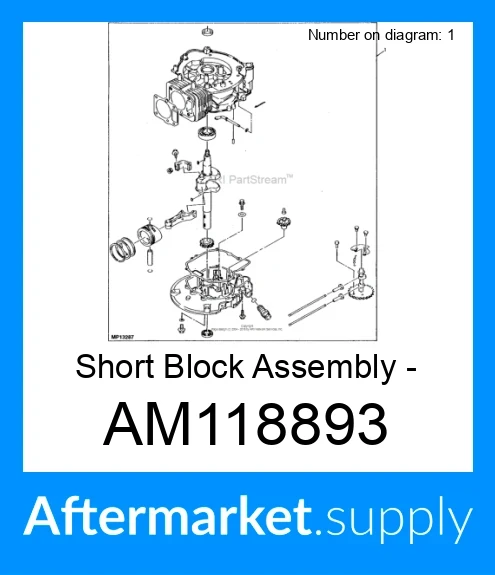 AM118893 - Short Block Assembly - ASSEMBLY, SHORT BLOCK fits JOHN DEERE ...
