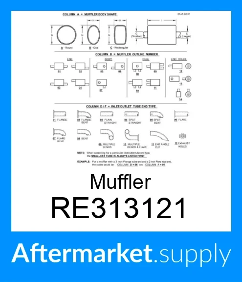 re313121 - Muffler fits JOHN DEERE