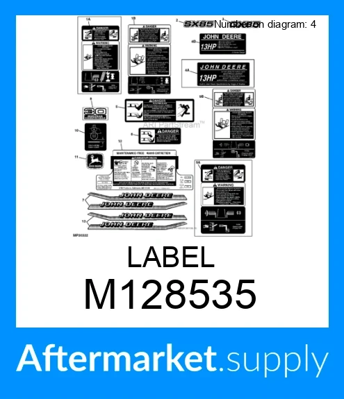 M128535 - Label - LABEL, LABEL, ENGINE 13HP B&S fits JOHN DEERE | Price ...