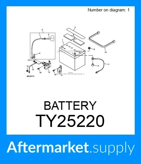 TY25220 - BATTERY fits JOHN DEERE