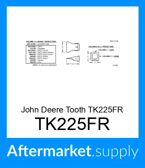 tk225fr - Tooth fits JOHN DEERE