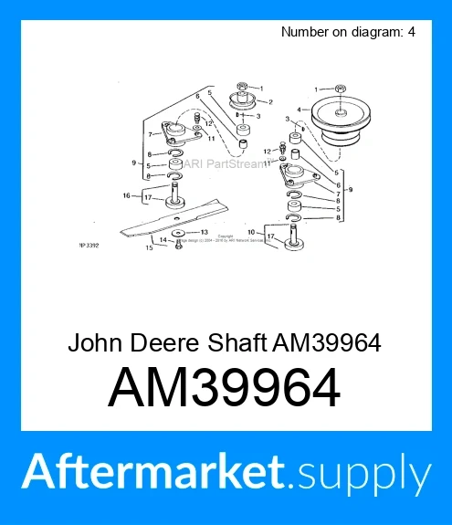 AM39964 - Shaft fits JOHN DEERE | Price: $448.68 to $641.12