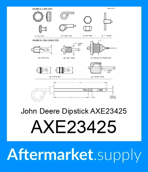 axe23425 - Dipstick fits JOHN DEERE | Price: $59.00 to $68.59