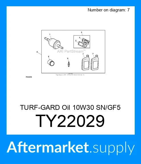 TY22029 - TURF-GARD Oil 10W30 SN/GF5 fits JOHN DEERE | Price: $6.88 to ...