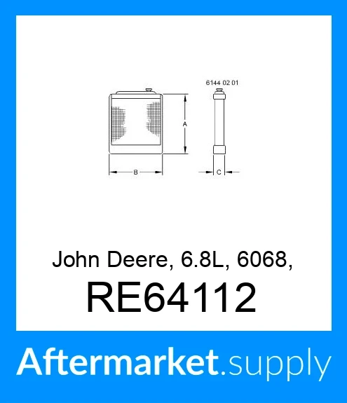 RE64112 - John Deere, 6.8L, 6068, 6068TF150, 6068DF150, 6068DF150, 606 ...