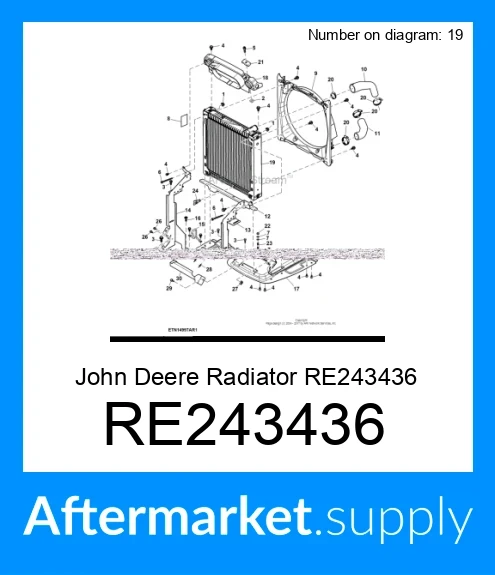 re243436 - Radiator fits JOHN DEERE