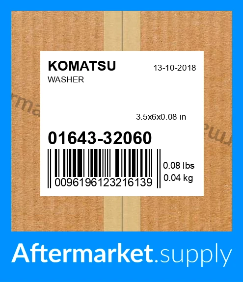 01643-32060 - WASHER fits KOMATSU | Price: $0.21 to $190.77