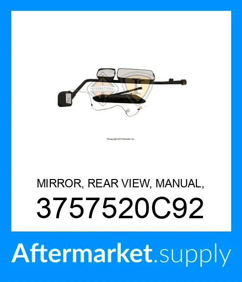 3757520C92 - MIRROR, REAR VIEW, MANUAL, UNHEATED, BLACK LEFT HAND ...