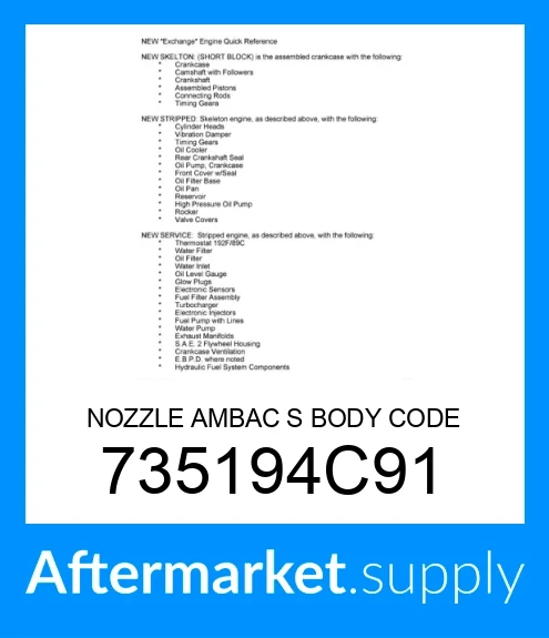 735194C91 - NOZZLE AMBAC S BODY CODE fits NAVISTAR