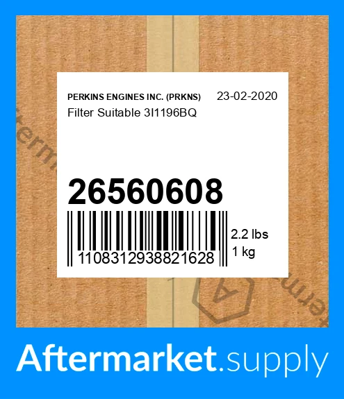 26560608 - Filter Suitable 3I1196BQ fits PERKINS ENGINES INC. (PRKNS)